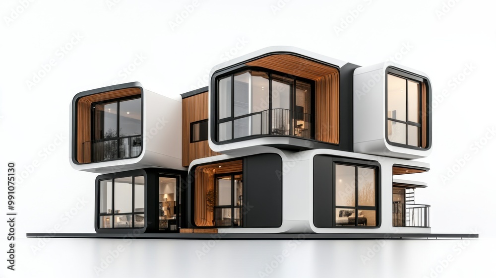 Contemporary modular house design with unique geometric shapes and ...