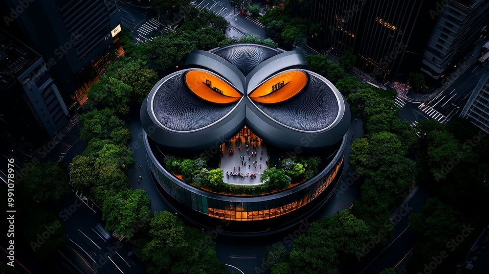 Urban Eyes: A mesmerizing aerial perspective of a modern building ...