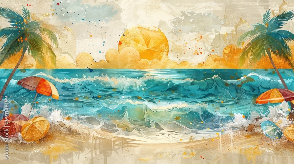 Captivating image of a stunning tropical beach scene at sunset ...
