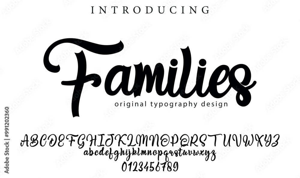 Families Font Stylish brush painted an uppercase vector letters ...