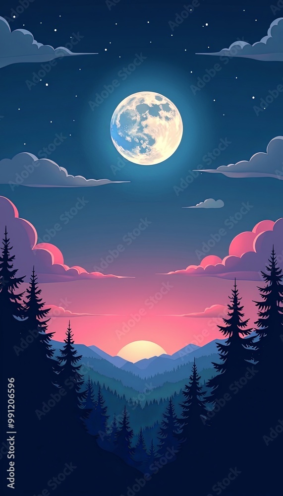 Breathtaking Nocturnal Sky with Luminescent Horizon Above Woodland in ...