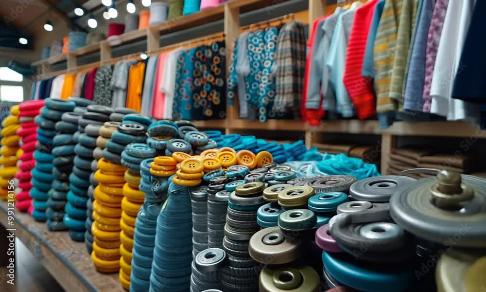 Variety of Colorful Clothing Buttons on Display in a Fashion Retail ...