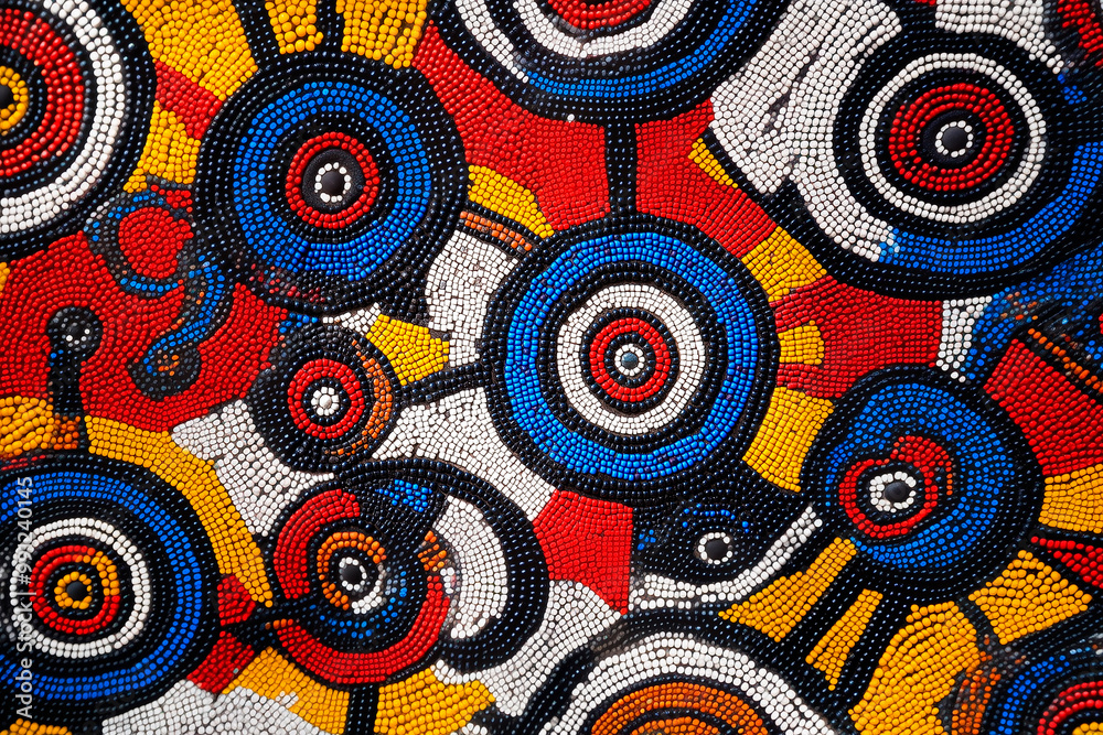 Maasai beadwork pattern from Kenya, featuring vibrant circular and ...