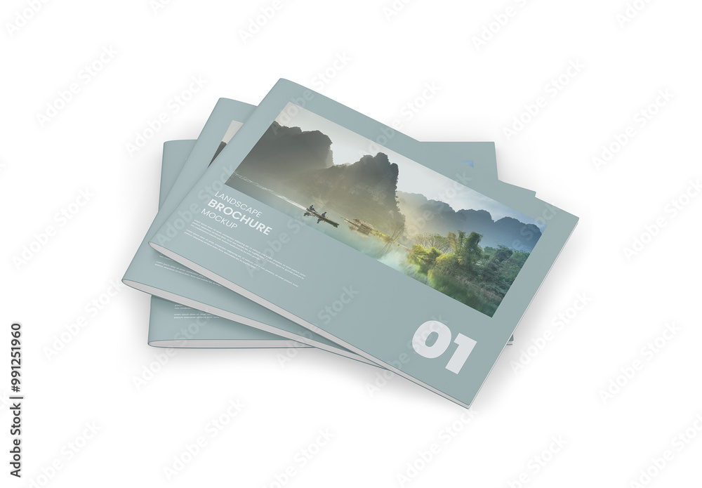 Stacked Brochures with Overlapping Covers Mockup 01 Stock Template ...