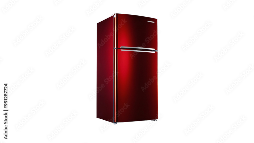 Red fridge or refrigerator isolated on transparent background. Modern ...