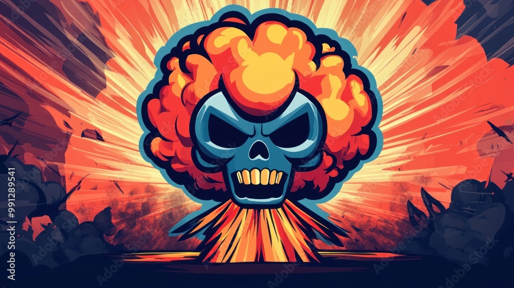 Nuclear bomb explosion character logo mascot design gaming e-sport ...