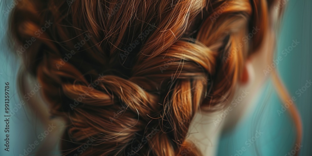 The hair is well-groomed, and the braiding is tight and even. Stock ...