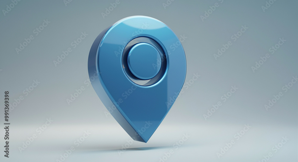 3D location pin design with shiny blue color in modern style for use in ...
