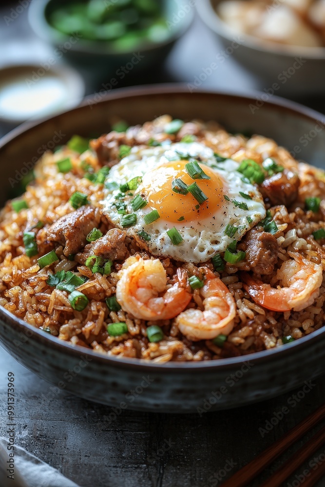 Arroz Chaufa - A Peruvian-Chinese fried rice dish with chicken, beef ...