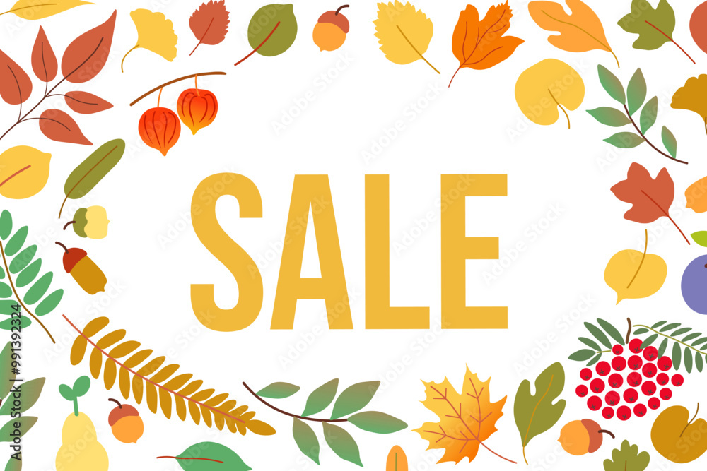 colored fall discount sale coupon illustration. element for poster ...