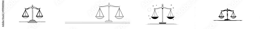 Doodle modern illustration of law balance and scale of justice. Symbol ...