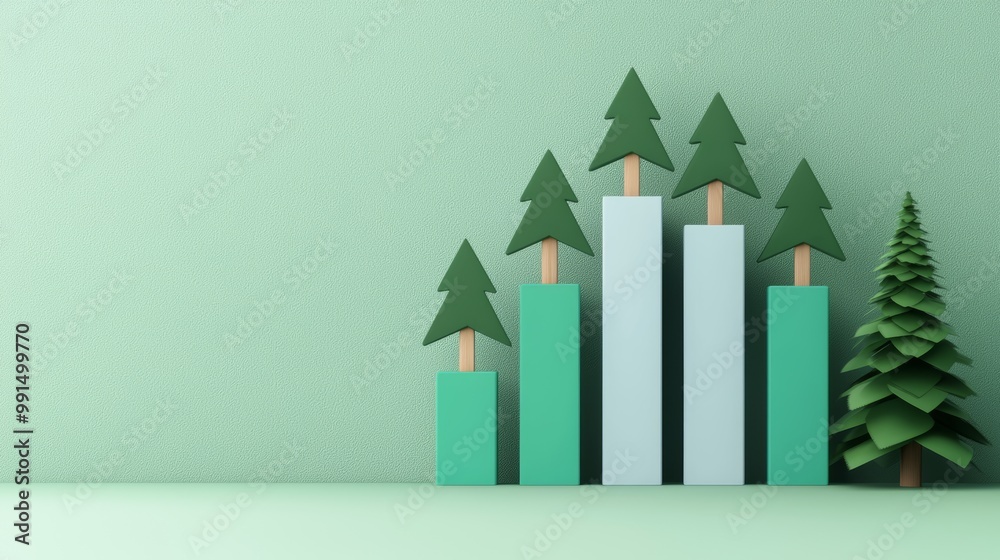 The concept of eco-friendly growth visualized through a bar graph that ...