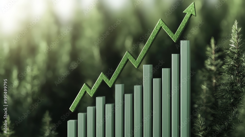The concept of eco-friendly growth visualized through a bar graph that ...