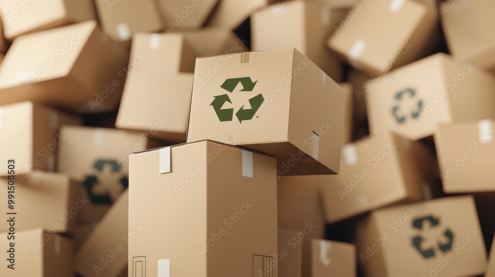 A visual of cardboard boxes ready for recycling, emphasizing the ...