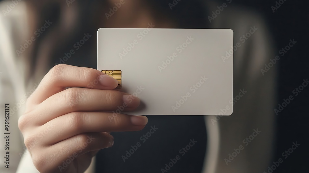 Hand holding blank white credit card mockup isolated Empty plastic card ...