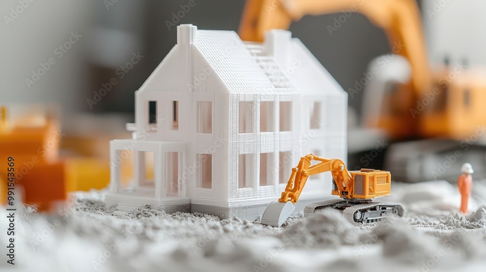 3D-printed construction robot building a house layer by layer, 3D ...