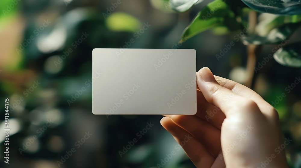 Hand holding blank white credit card mockup isolated Empty plastic card ...