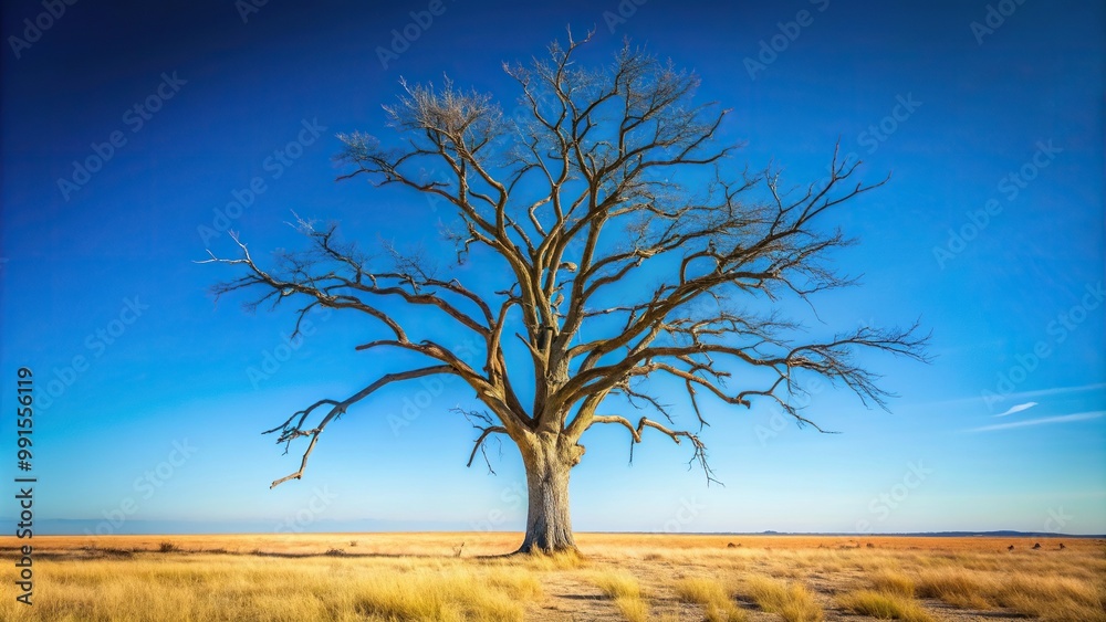 A detailed description of the stock photo A dead and dry big tree ...