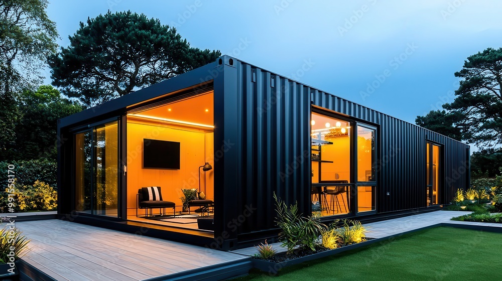 Container house with a chic interior and a rooftop garden, House ...