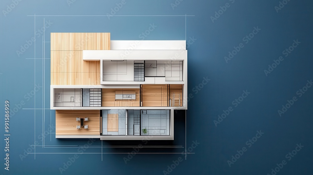 Blueprint of a modern house with a minimalist design and open floor ...