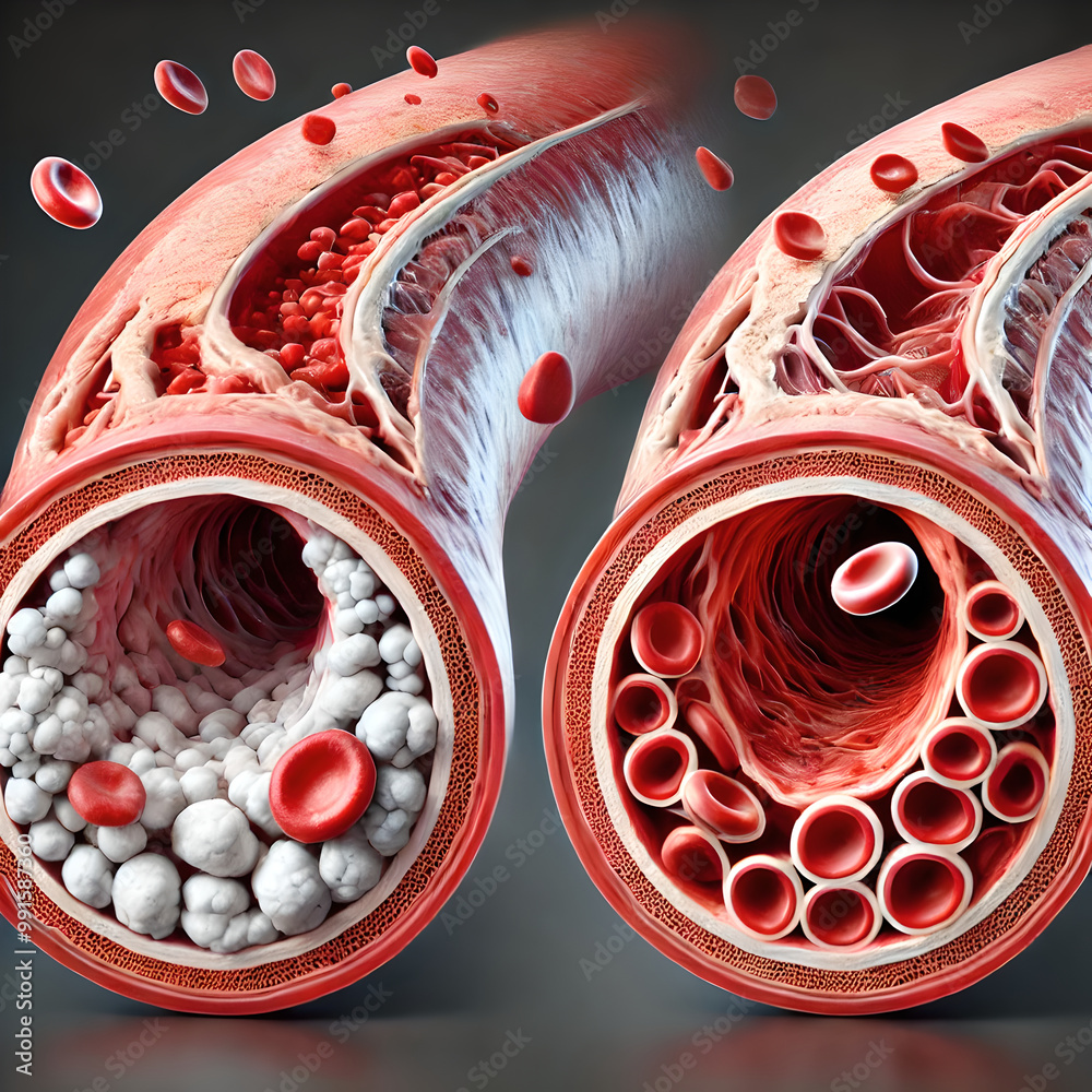 Close-up image showing a cross-section of the aorta affected by ...
