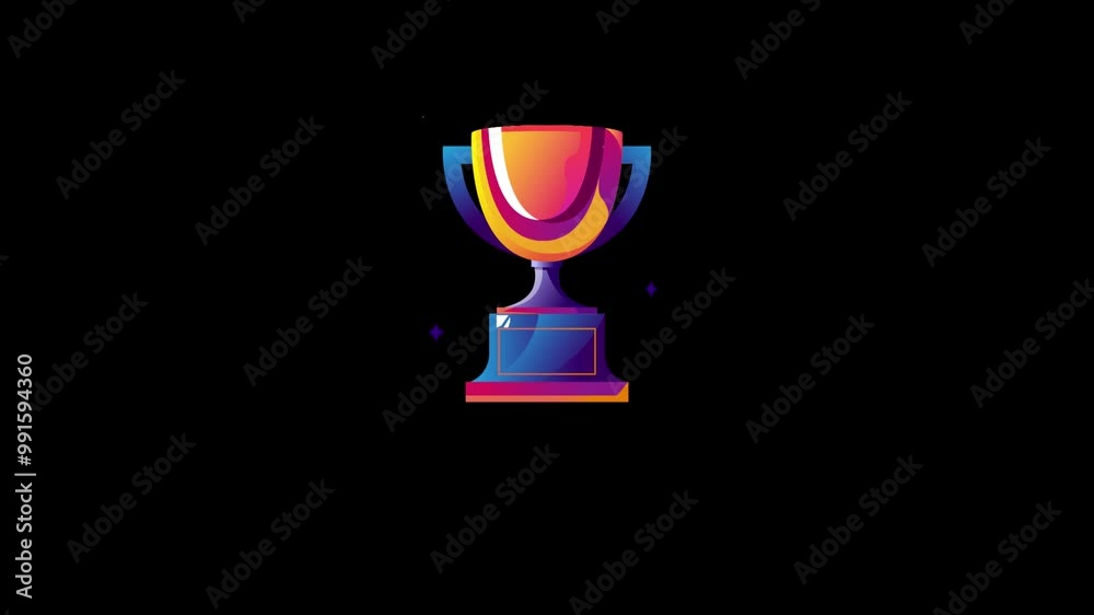 Motion animation video of award trophy with center alignment and ...