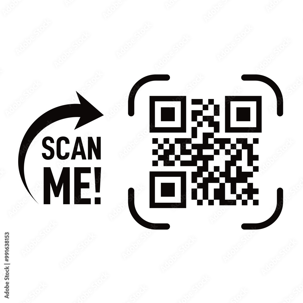 Poster Scan me qr code on transparent background, Scan me labels ...