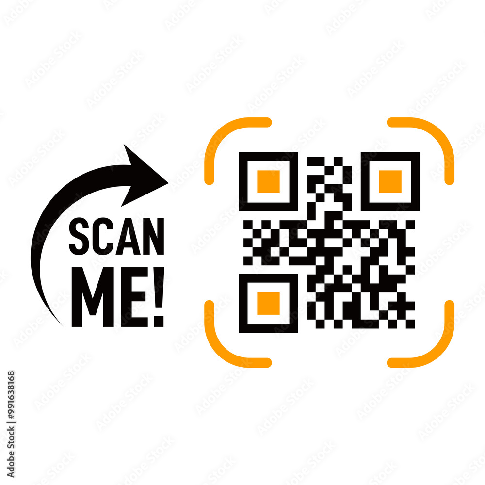 Poster Scan me qr code on transparent background, Scan me labels ...