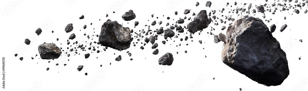 Fotografía Cluster of Asteroids Floating in Space on a Transparent Background, Mahananda ...