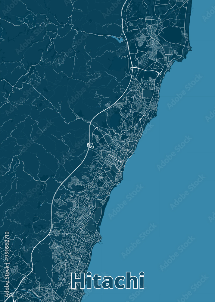 Hitachi, Japan artistic map poster Stock Vector | Adobe Stock