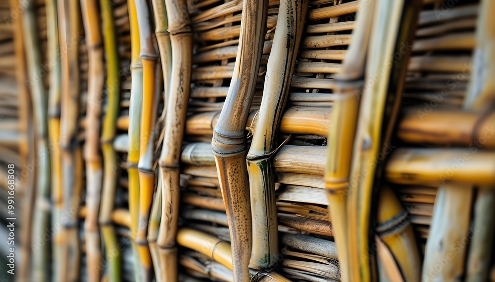 Intricate Details of a Rustic Bamboo Fence Highlighting Natural Texture ...