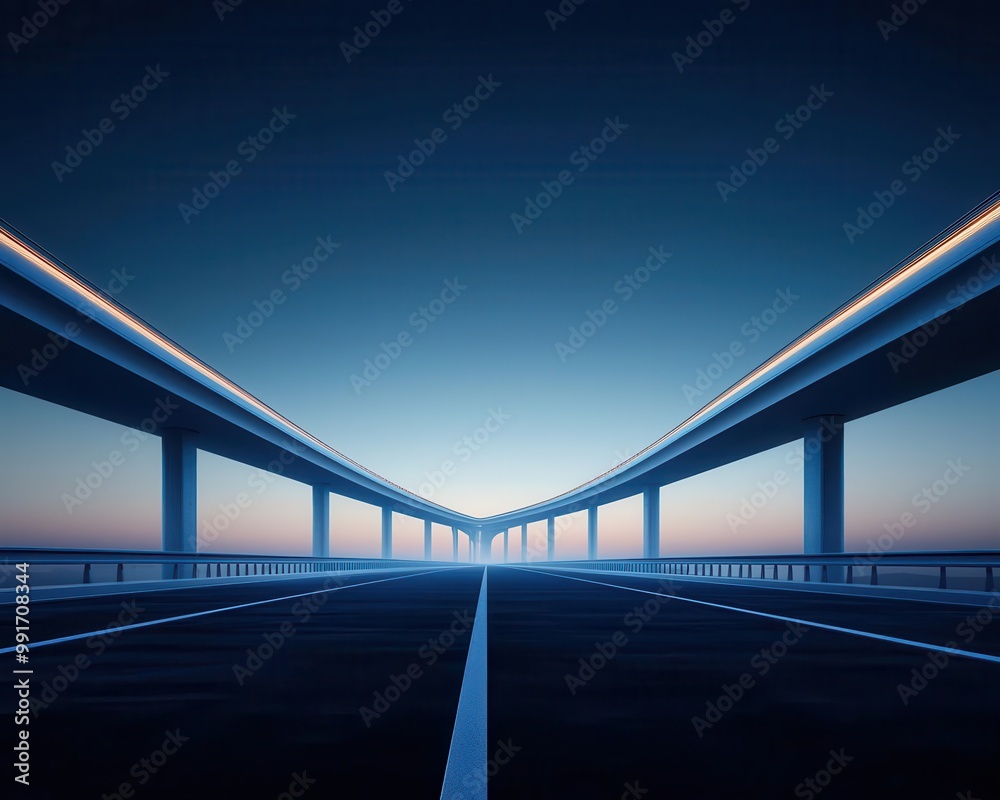Double-decker bridge with vehicle lanes on the upper level and ...