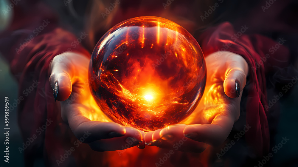 Magic crystal ball in the hands witch fortune teller, the theme of ...