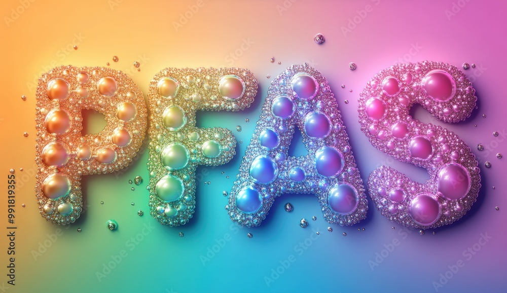 PFAS Acronym Formed By Water Bubbles On A Colorful Background. Stock ...