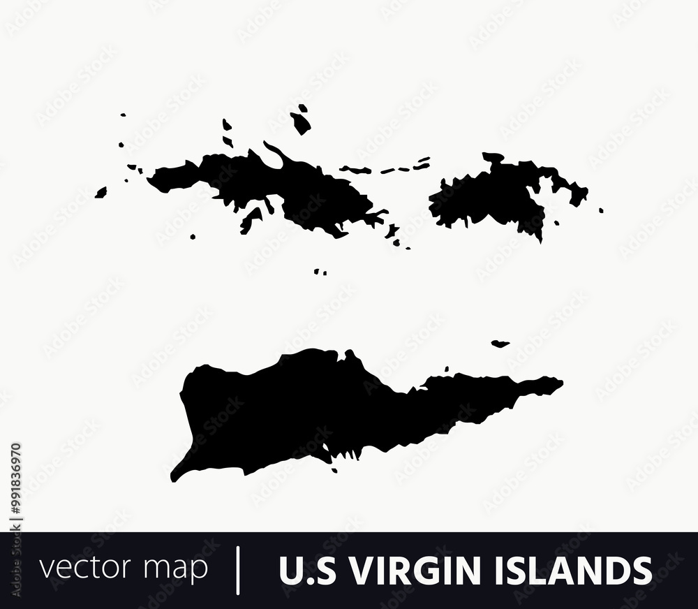 U.S Inhabited territories. U.S. Virgin Islands vector map. you can use ...