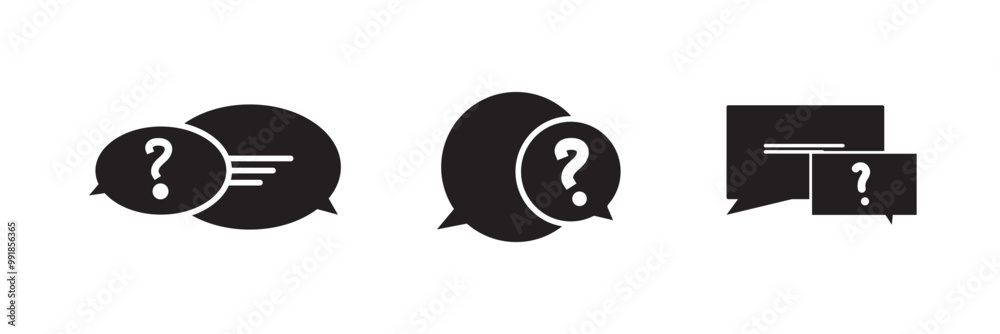 Comment question icon set. faq vector symbol. question and answer ...