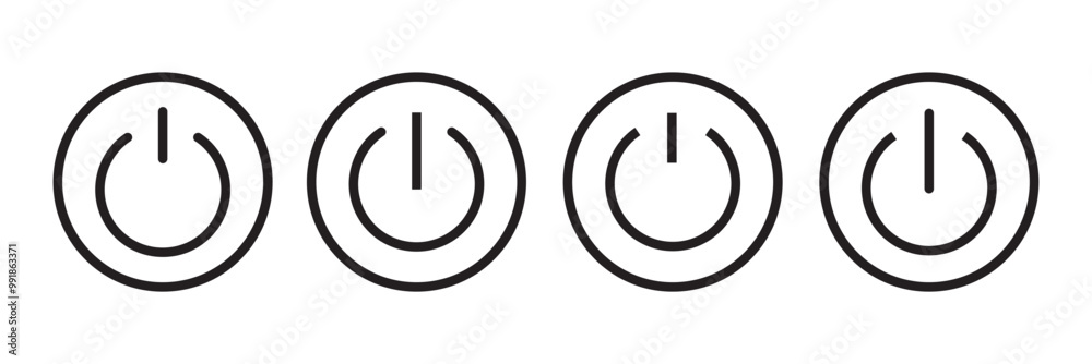 On off power button icon vector set. Power on off or switch on off ...