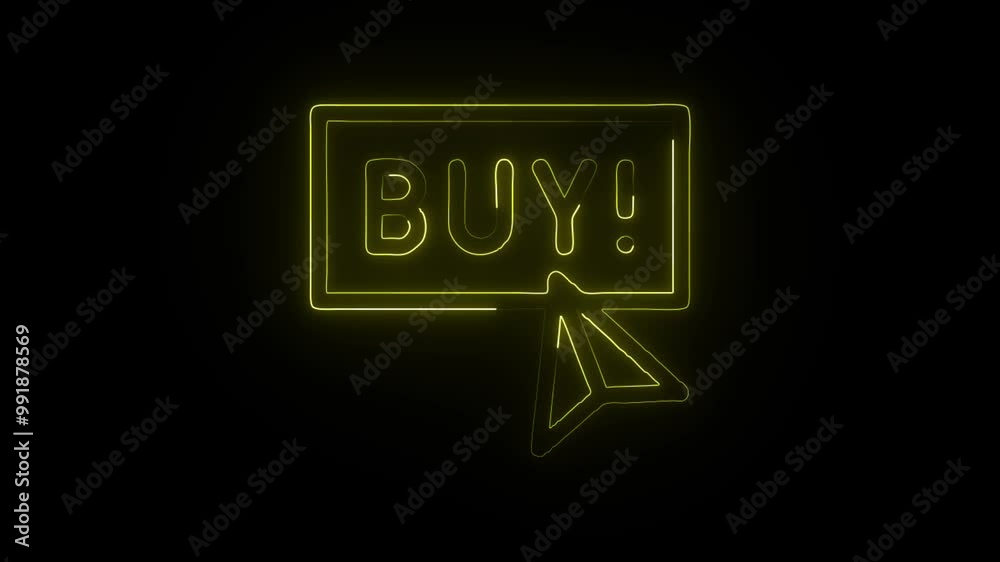 Buy Animated Icon. Neon Buy Badge Inside Circle. Purchase Symbol ...
