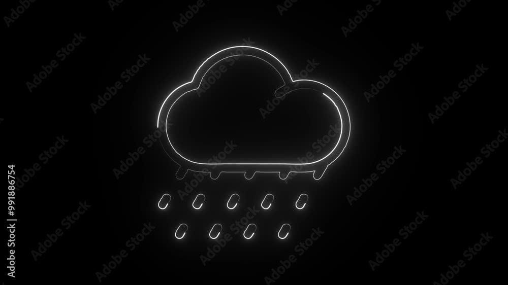 Drizzle Animated Icon. Neon Drizzle Badge Inside Circle. Weather Symbol ...