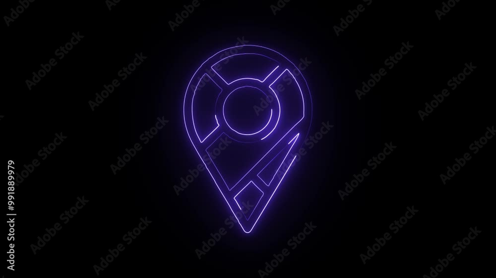 Google Maps Animated Icon. Neon Google Maps Badge Inside Circle ...