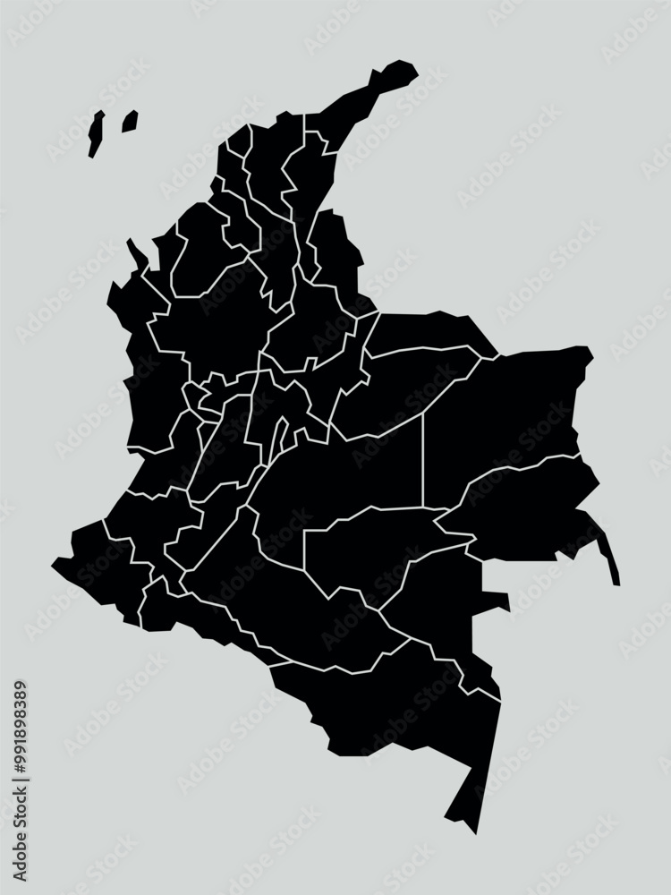 columbia map with regions isolated on white background. Map of columbia ...