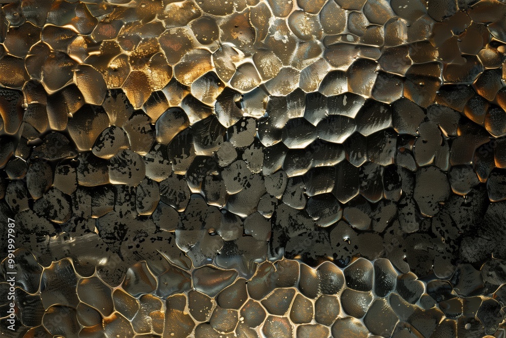 Seamless textured hammered metal scales with a shiny, metallic ...