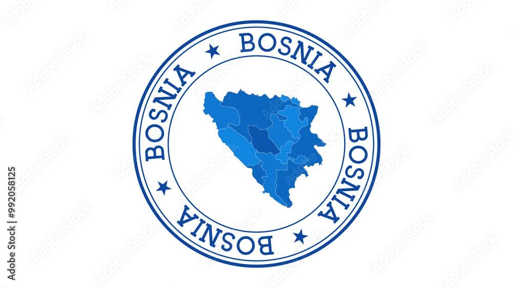Bosnia intro. Badge with the circular name and map of country. Bosnia ...