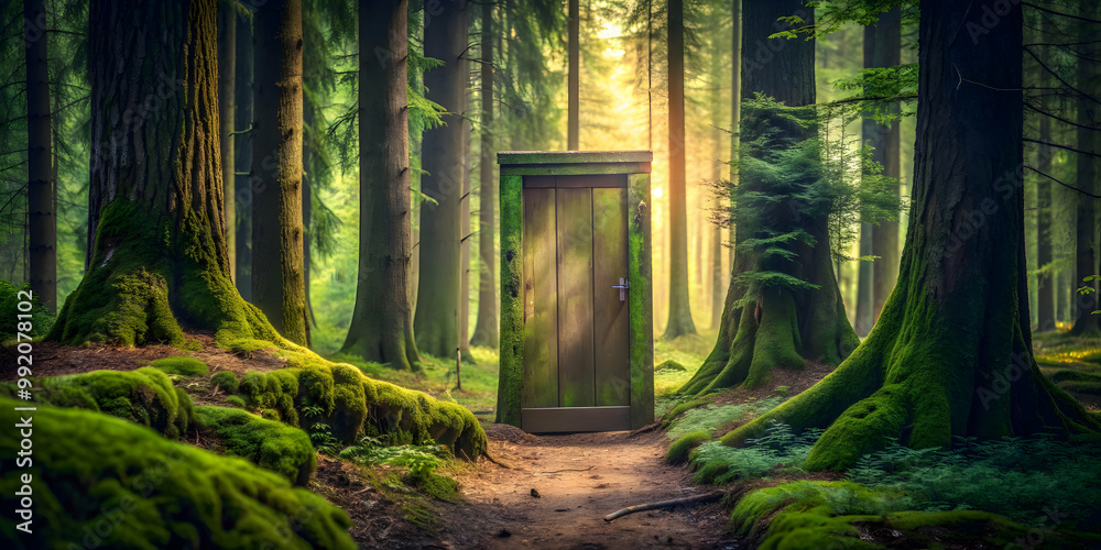 Mysterious door hidden in the depths of the forest , enchanted, magical ...