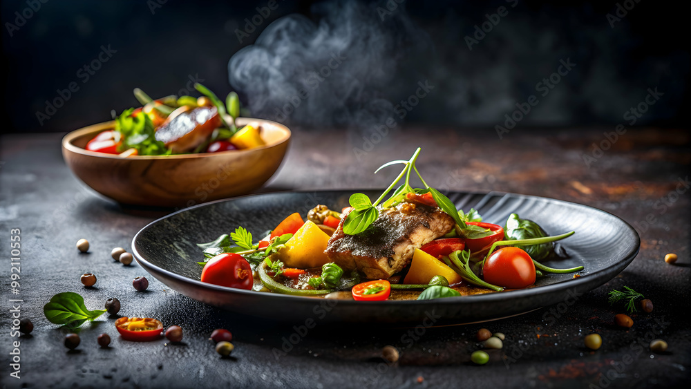 Low-key food photography highlighting the essence of the dish with ...