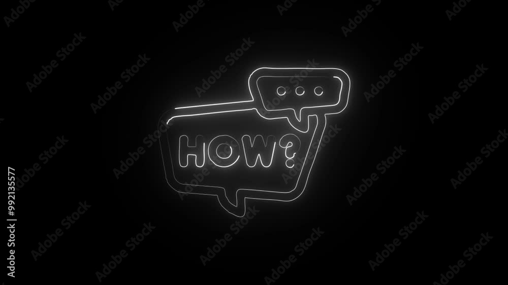 How Animated Icon. Neon How Badge Inside Circle. Question Symbol ...