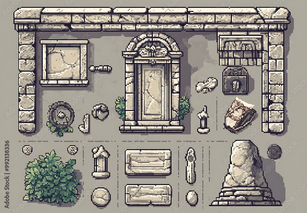 Game Assets, Stone and Wall Structures, Architecture Kit for Game ...
