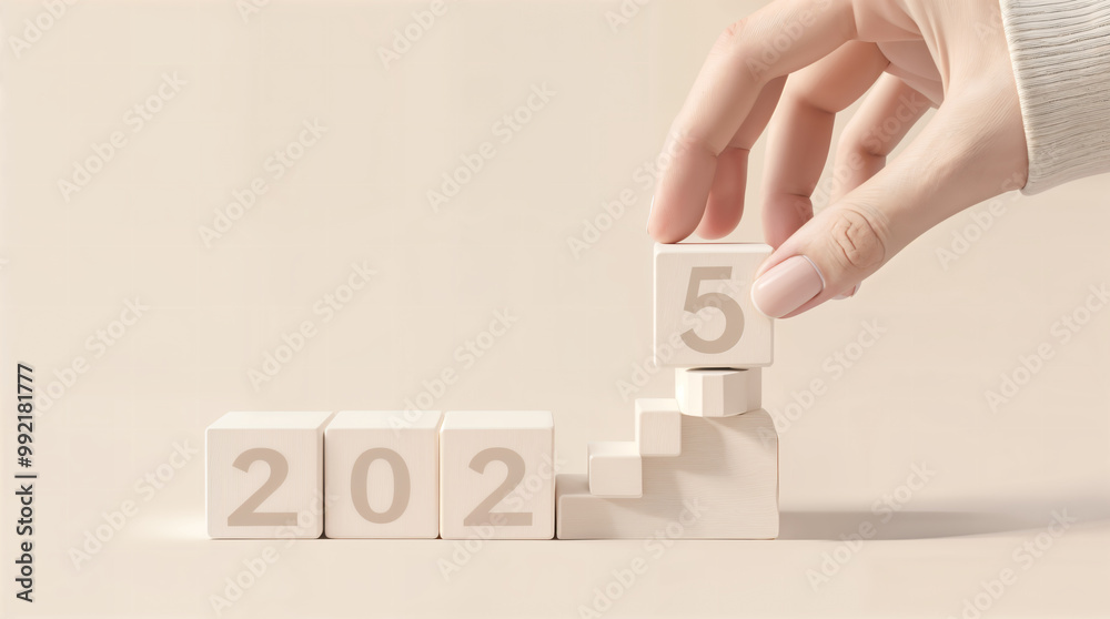 Building a Successful 2025. Creating 2025: Hand Arranges Numbered ...