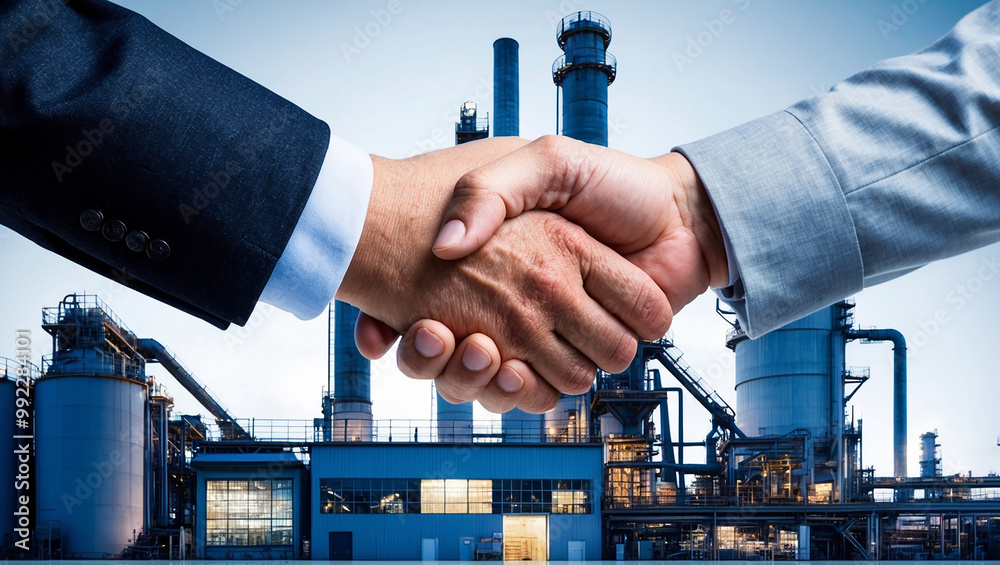 This business partnership background features a close-up handshake in ...
