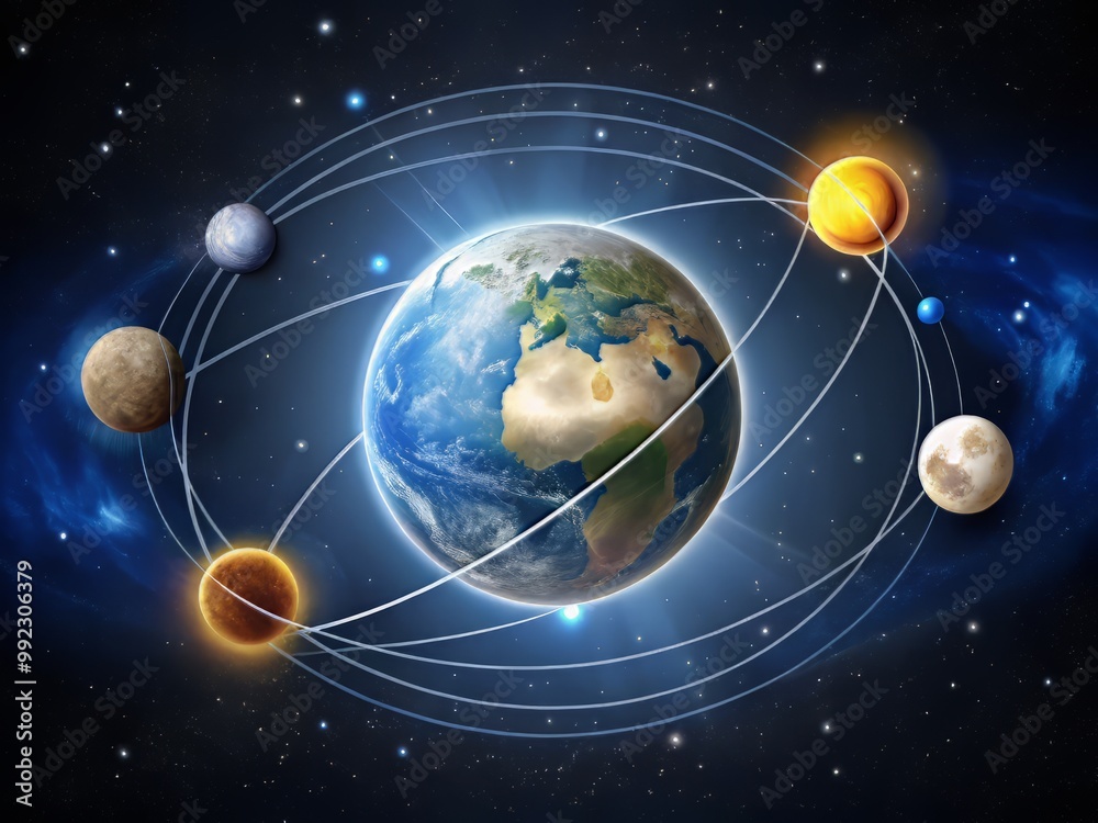 Detailed depiction of the moon's orbit around the Earth, highlighting ...